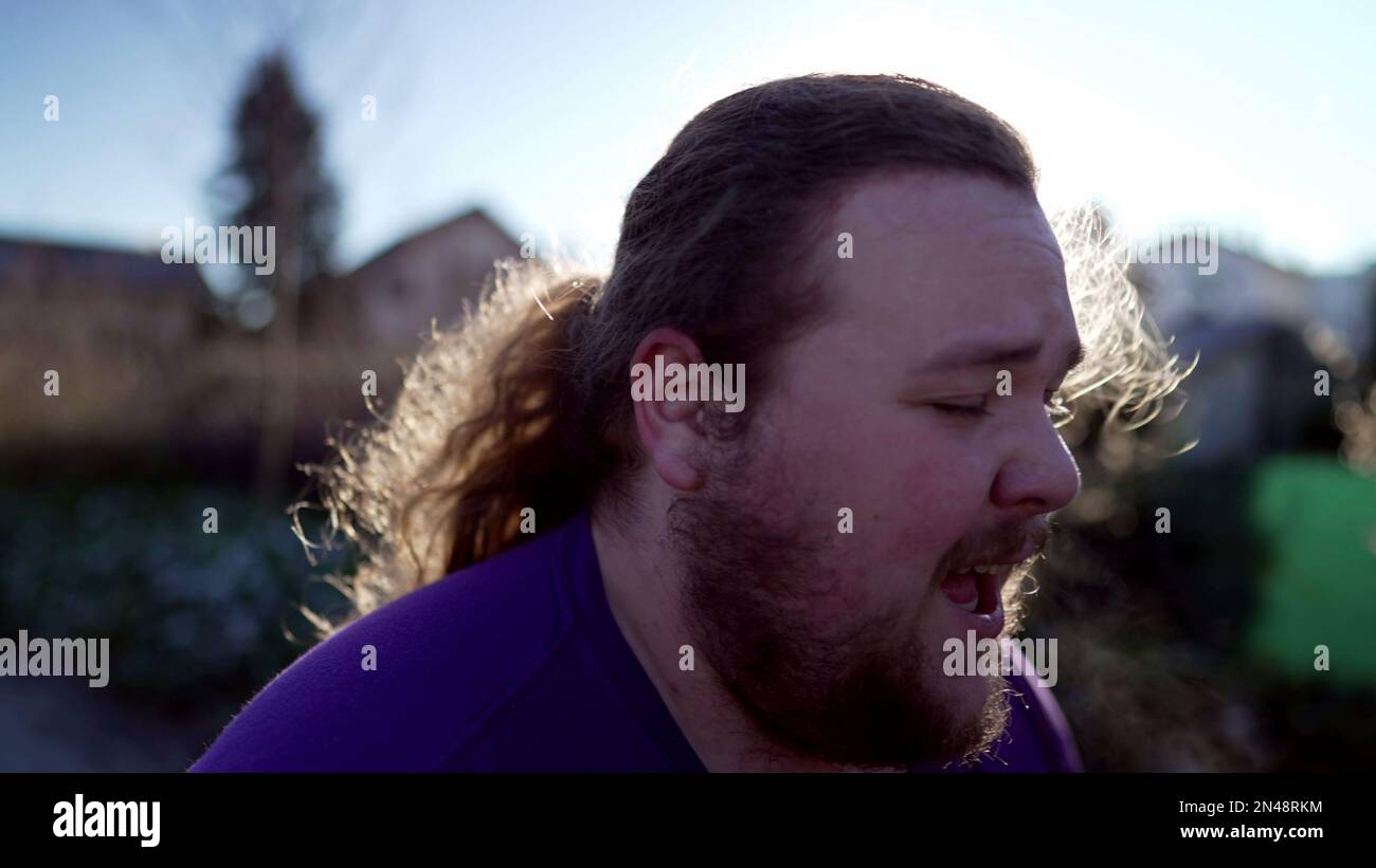 Person overweight taking deep breath hi-res stock photography and ...