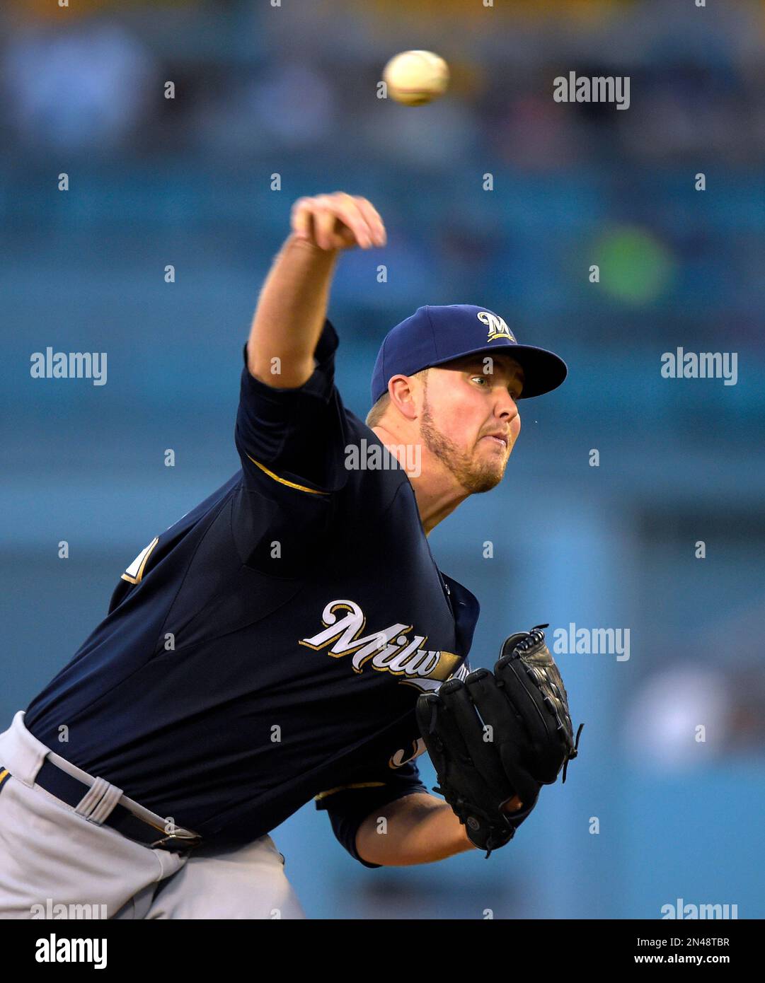 Milwaukee Brewers starting pitcher Jimmy Nelson throws during the first ...