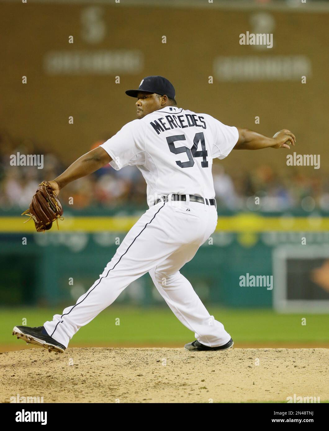 Detroit Tigers relief pitcher Melvin Mercedes throws in the seventh ...