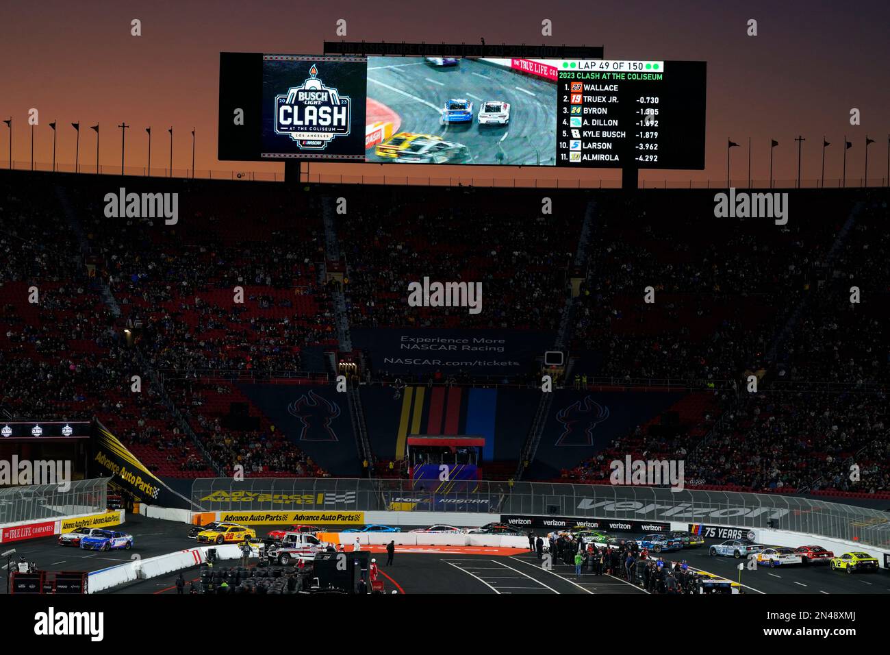 Denny Hamlin races for the Busch Light Clash at The Coliseum at Los ...