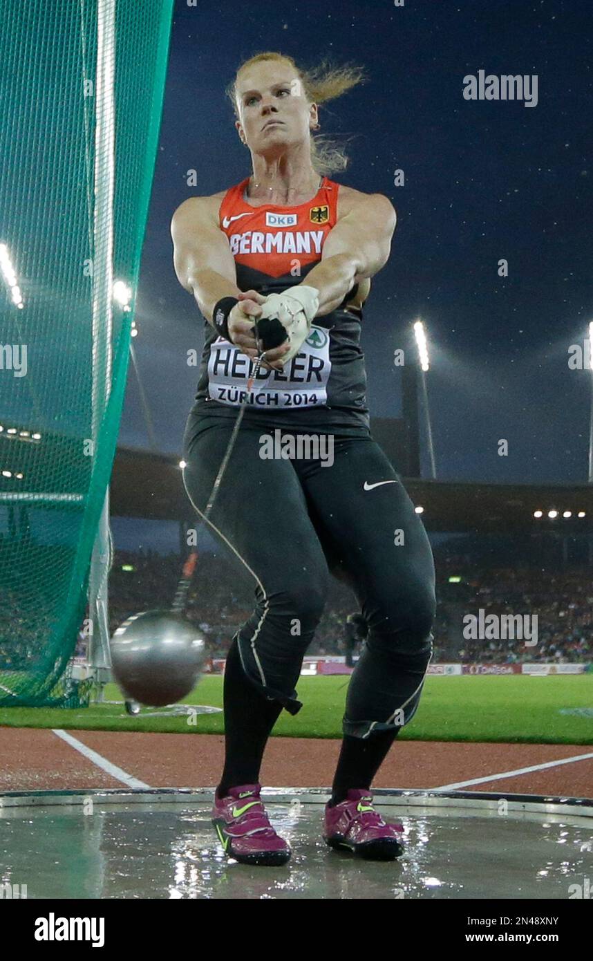 Germany's Betty Heidler makes an attempt in the women's hammer throw ...