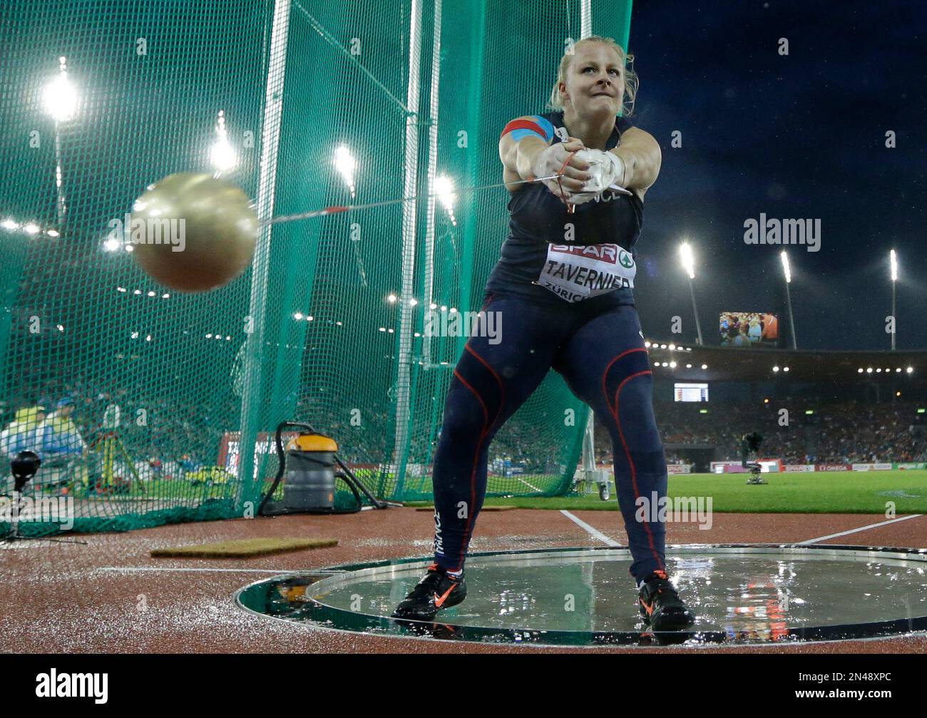 France's Alexandra Tavernier makes an attempt in the women's hammer ...
