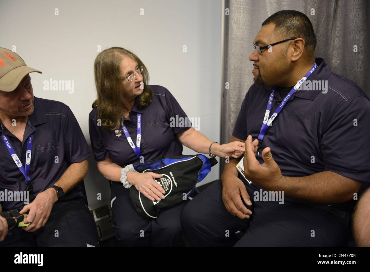 FedEx driver Debbie Conn of Ark., center, prepares to compete at the ...