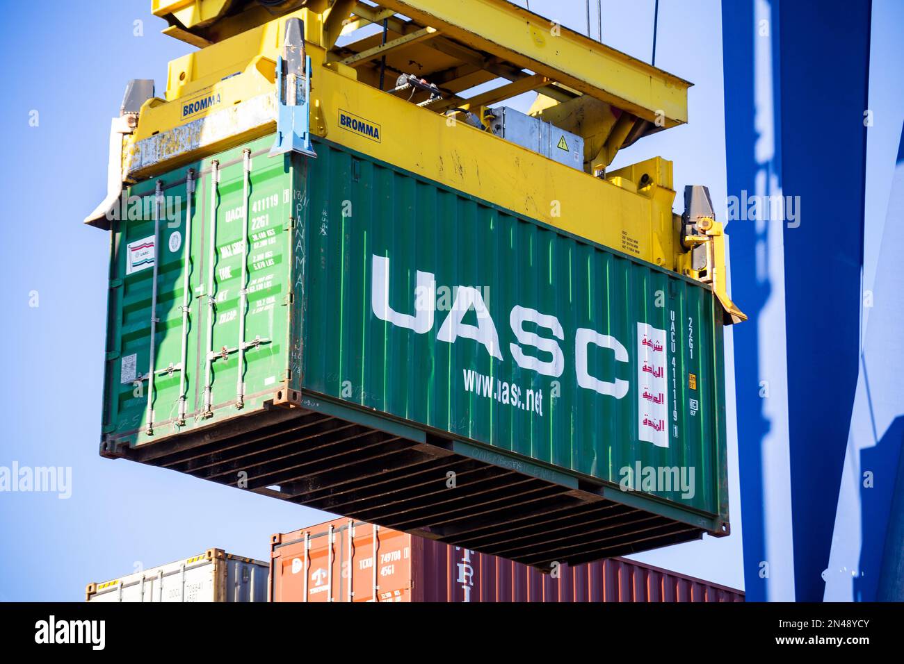 Container handling at the Port of Mannheim, Germany Stock Photo - Alamy