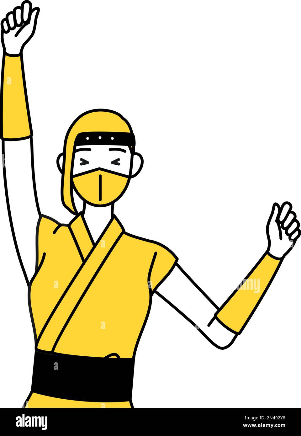 A woman dressed up as a ninja smiling and jumping Stock Vector Image ...