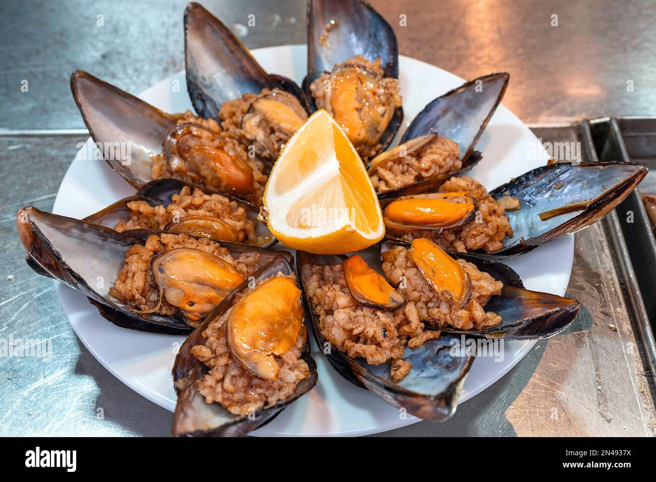Mussels stuffed with rice and lemon, traditional Turkish street food ...