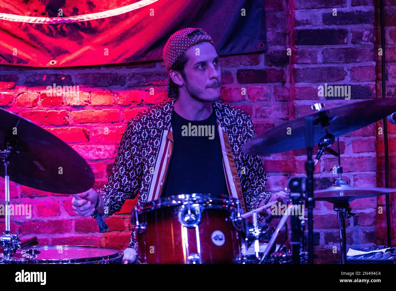 Arthur Alard on drums of band Abraham Reunion performs during Winter ...