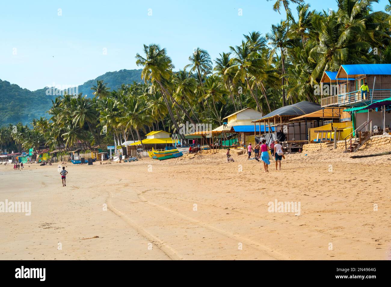 PALOLEM GOA - SEPT 19: Panoramic view of Palolem beach with traditional ...