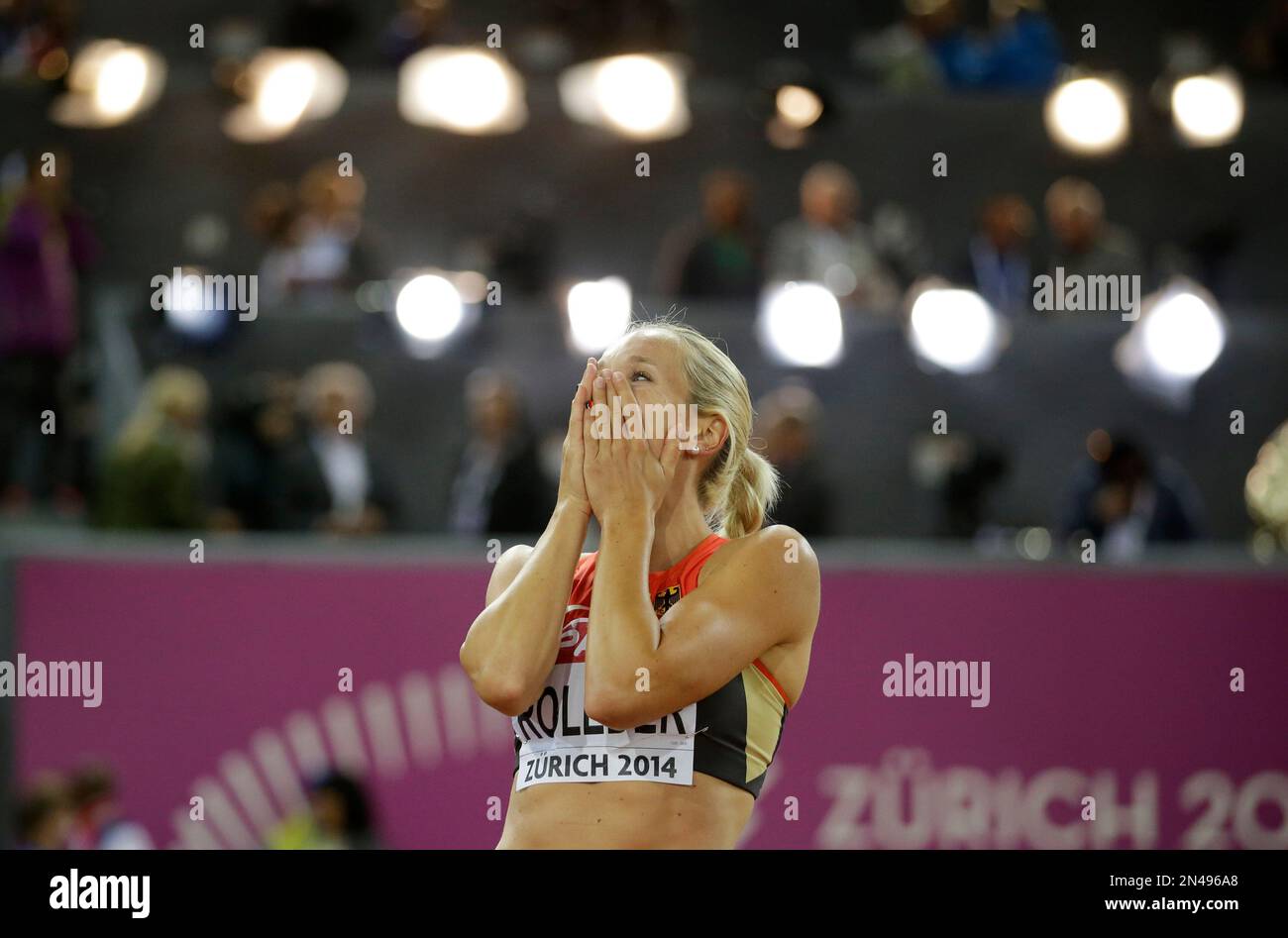 Germany's Cindy Roleder celebrates winning the bronze in the women's ...