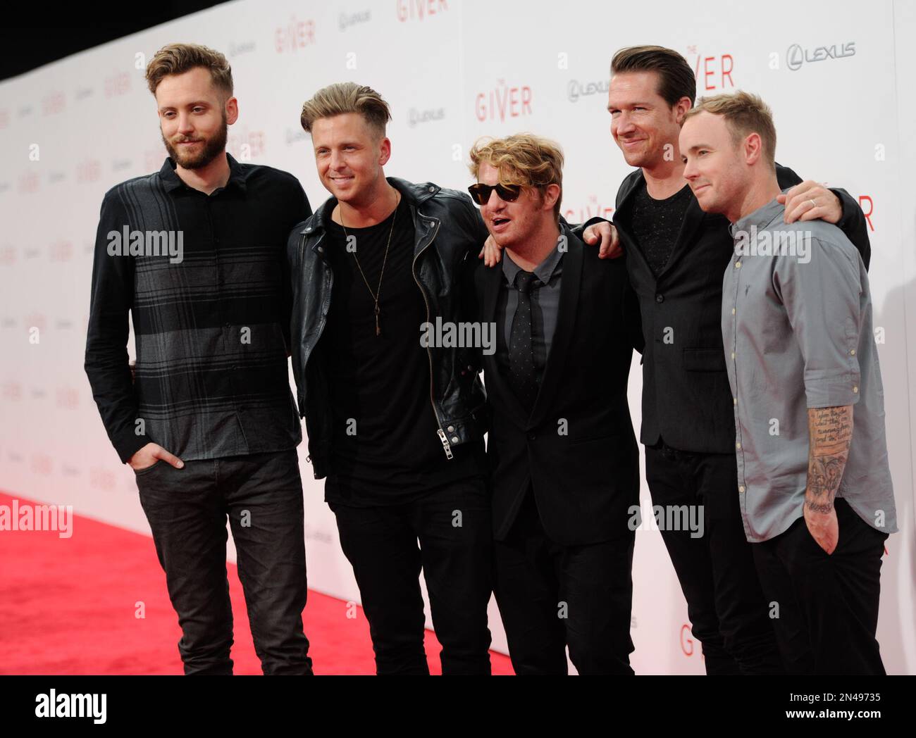OneRepublic attends the world premiere of "The Giver" at the Ziegfeld ...