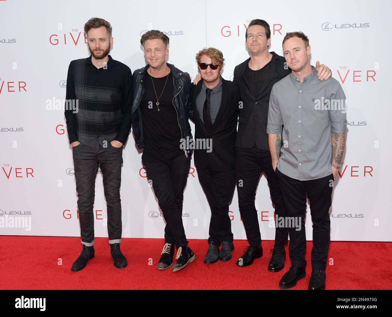 OneRepublic attends the world premiere of "The Giver" at the Ziegfeld ...