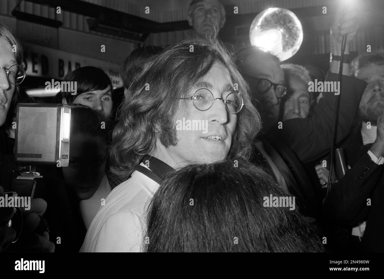 John Lennon arrives at the premiere of the new Beatles cartoon film ...