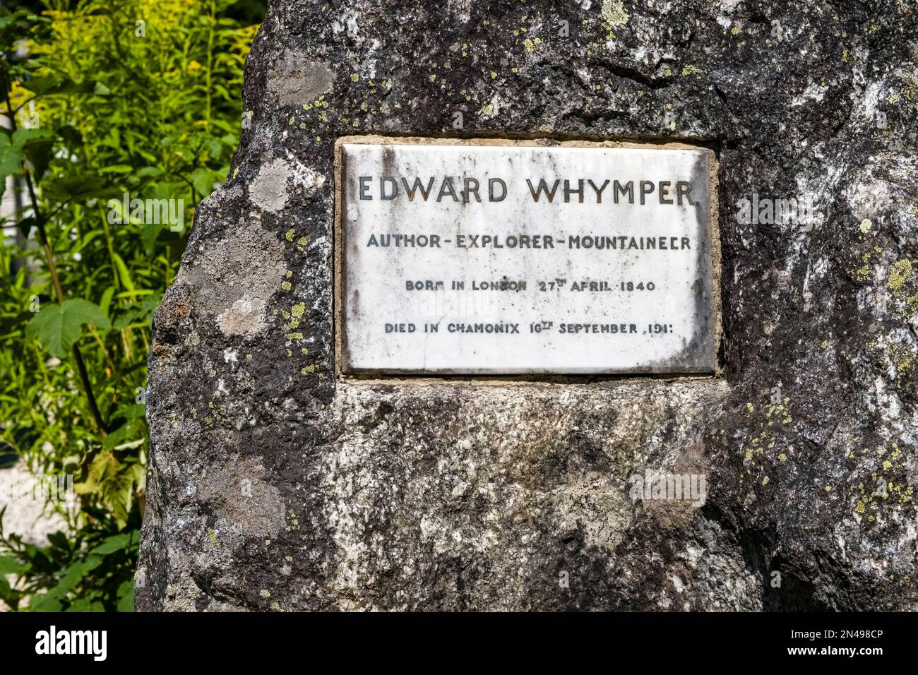 Tombstone of the grave of the mountaineer Edward Whymper in the ...