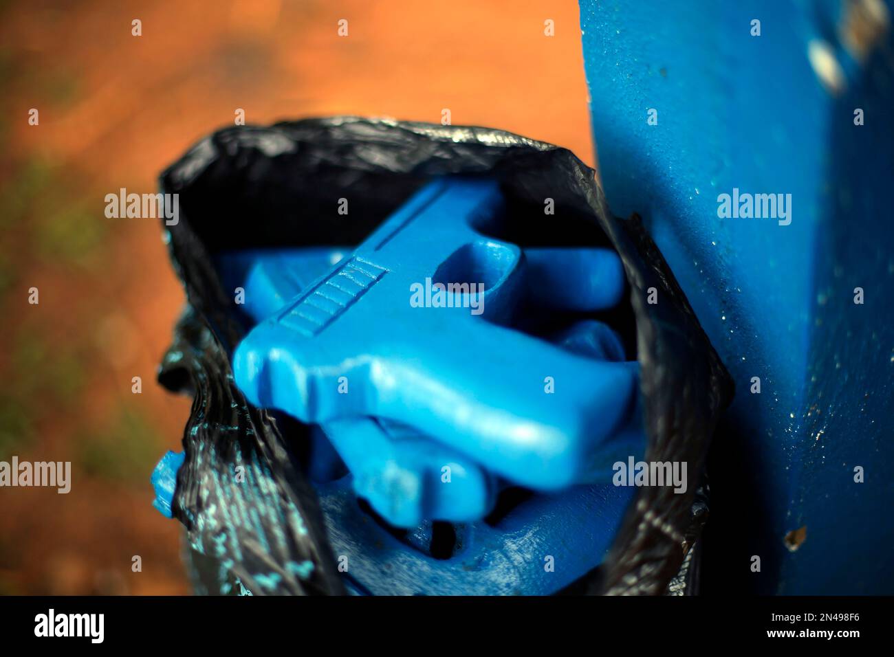 Wood pistols used by police cadets demonstrating their skills during ...