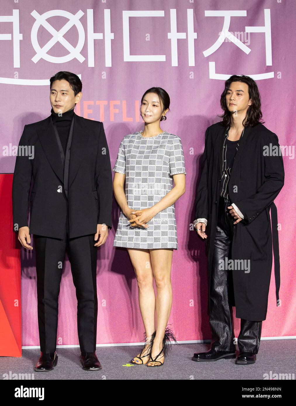 Seoul, South Korea: 8 February 2023 – (L to R) South Korean actors Teo Yoo, Kim Ok-bin and Kim ...