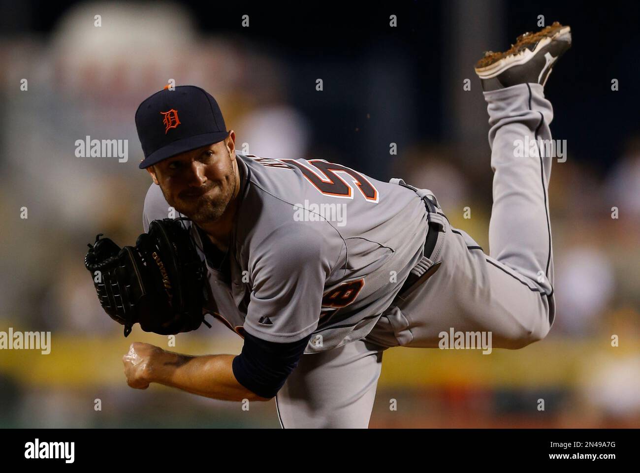Detroit Tigers starting pitcher Robbie Ray plays in the baseball game ...