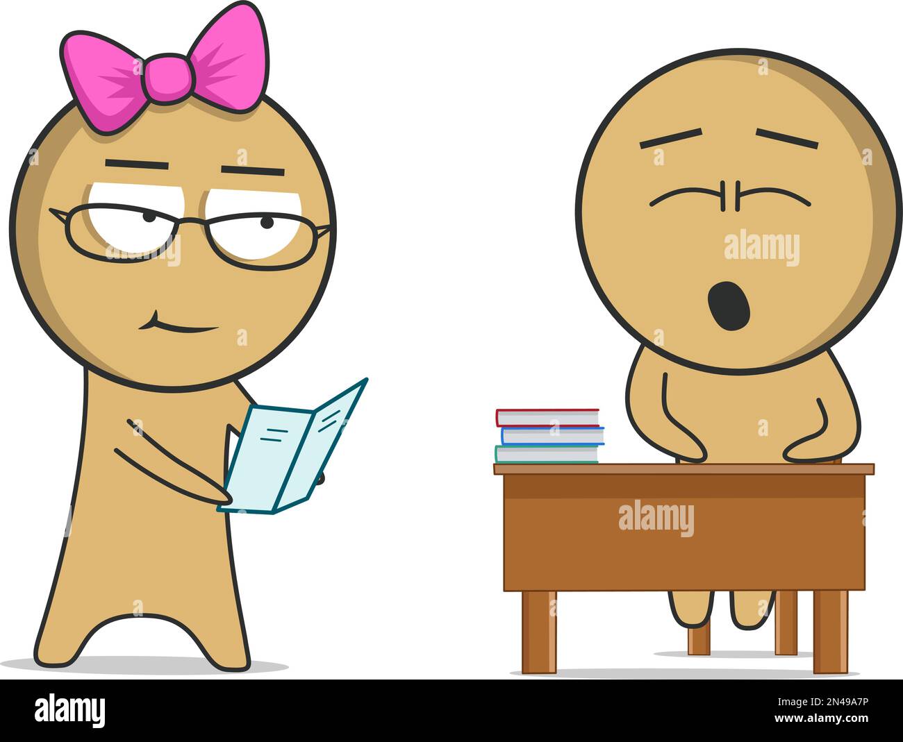 Teachers And Students Working Together Cartoon