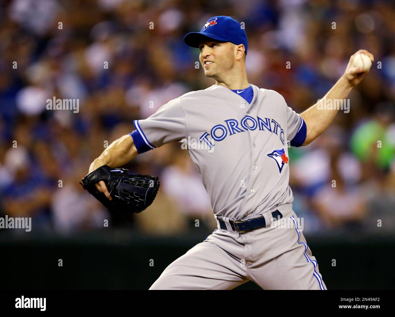 Toronto Blue Jays starting pitcher J.A. Happ throws against the Seattle ...