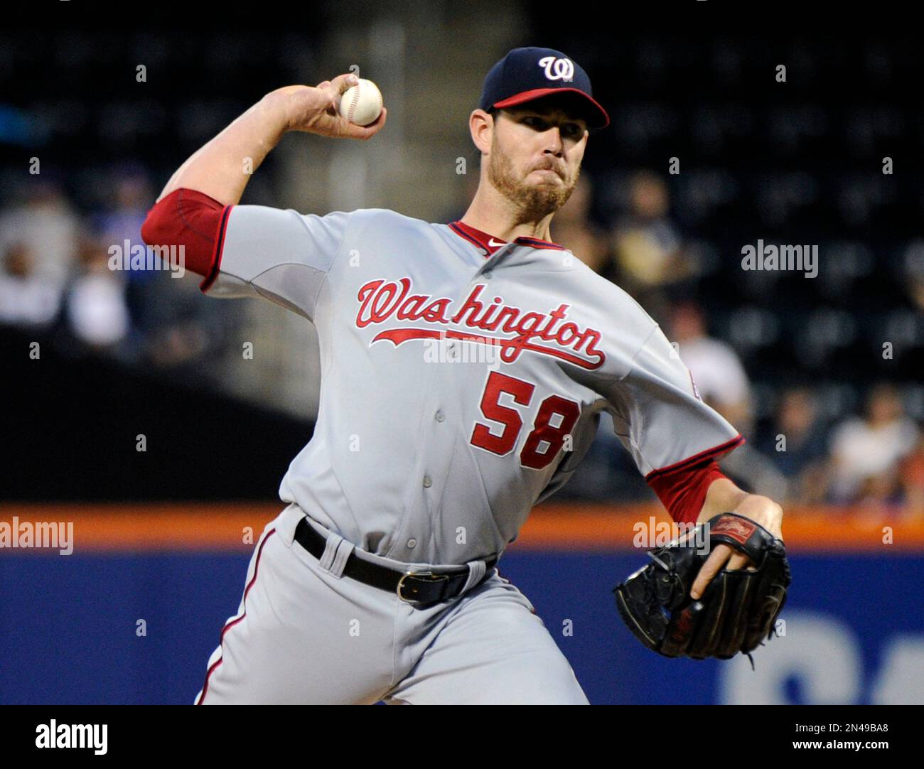 Washington Nationals pitcher Doug Fister delivers the ball to the New ...