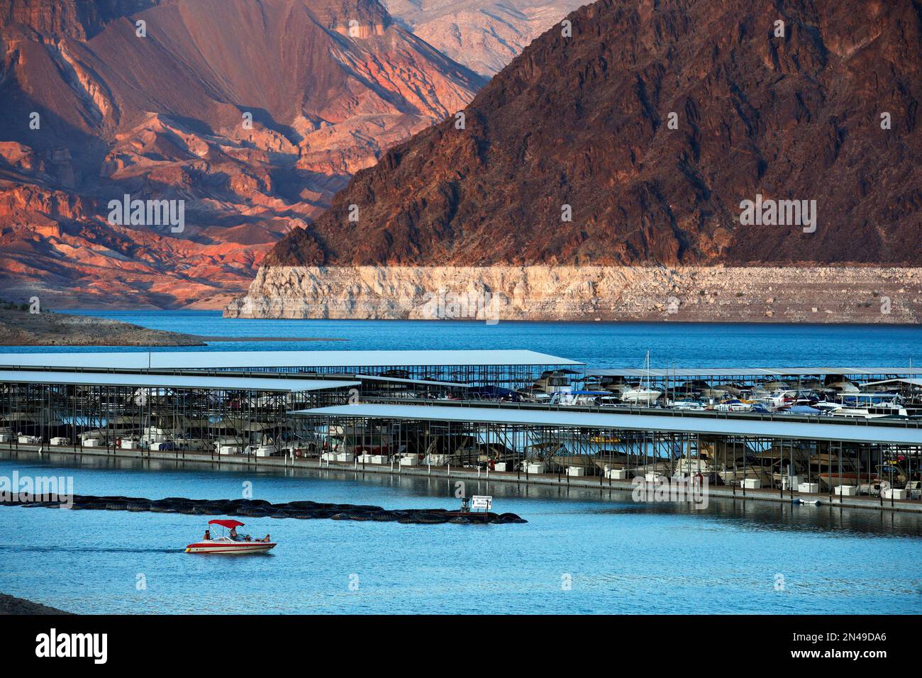 In this July 18, 2014 photo, the bathtub ring of light minerals that ...