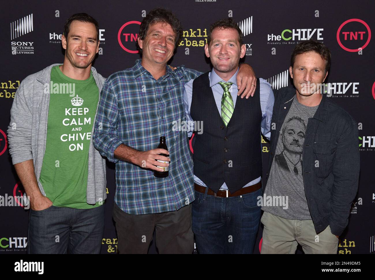 Bill Chais, Mark-Paul Gosselaar, John Resig and Breckin Meyer seen at ...