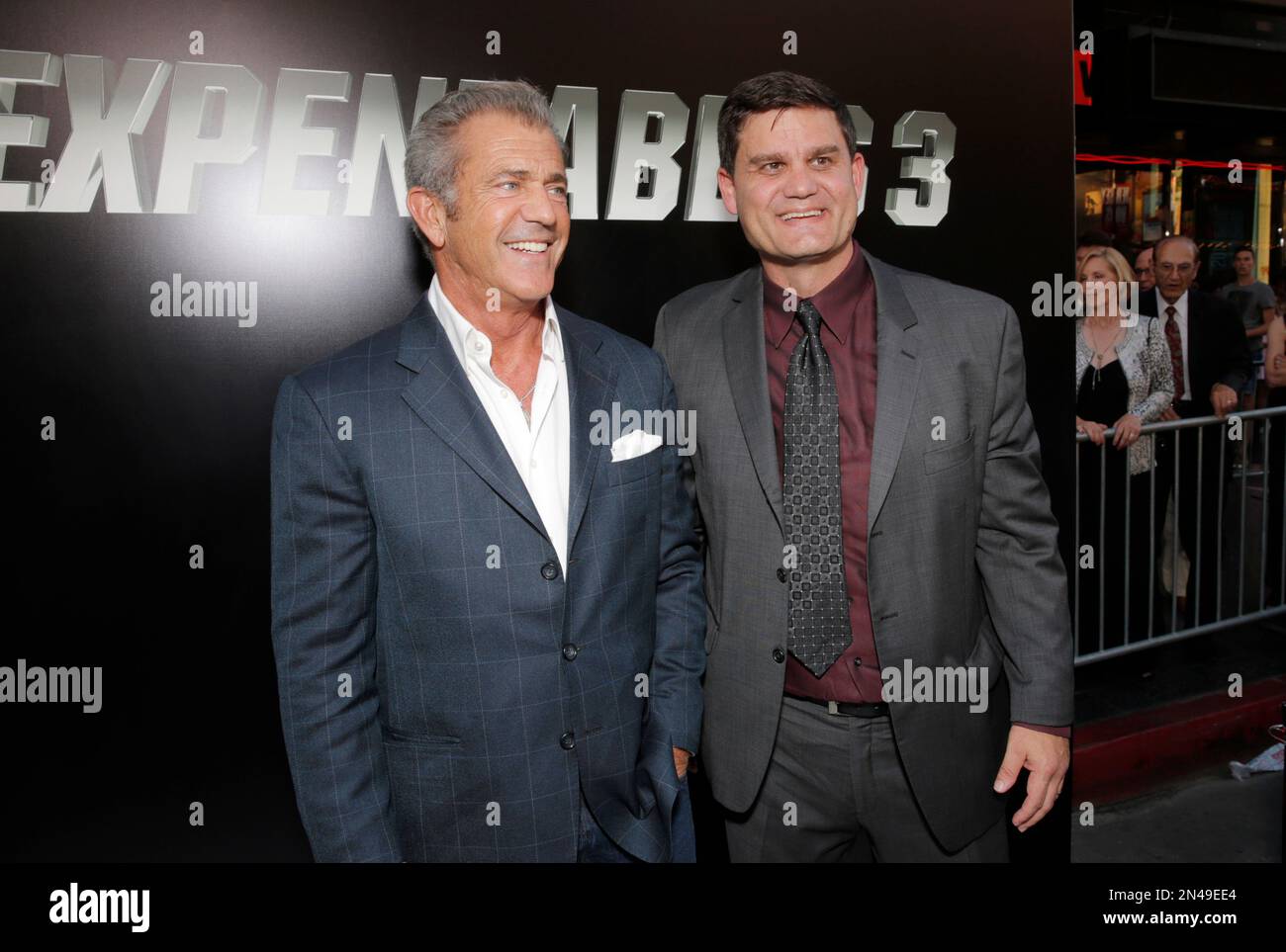 Mel Gibson, left, and Jason Constantine arrive at the Los Angeles ...