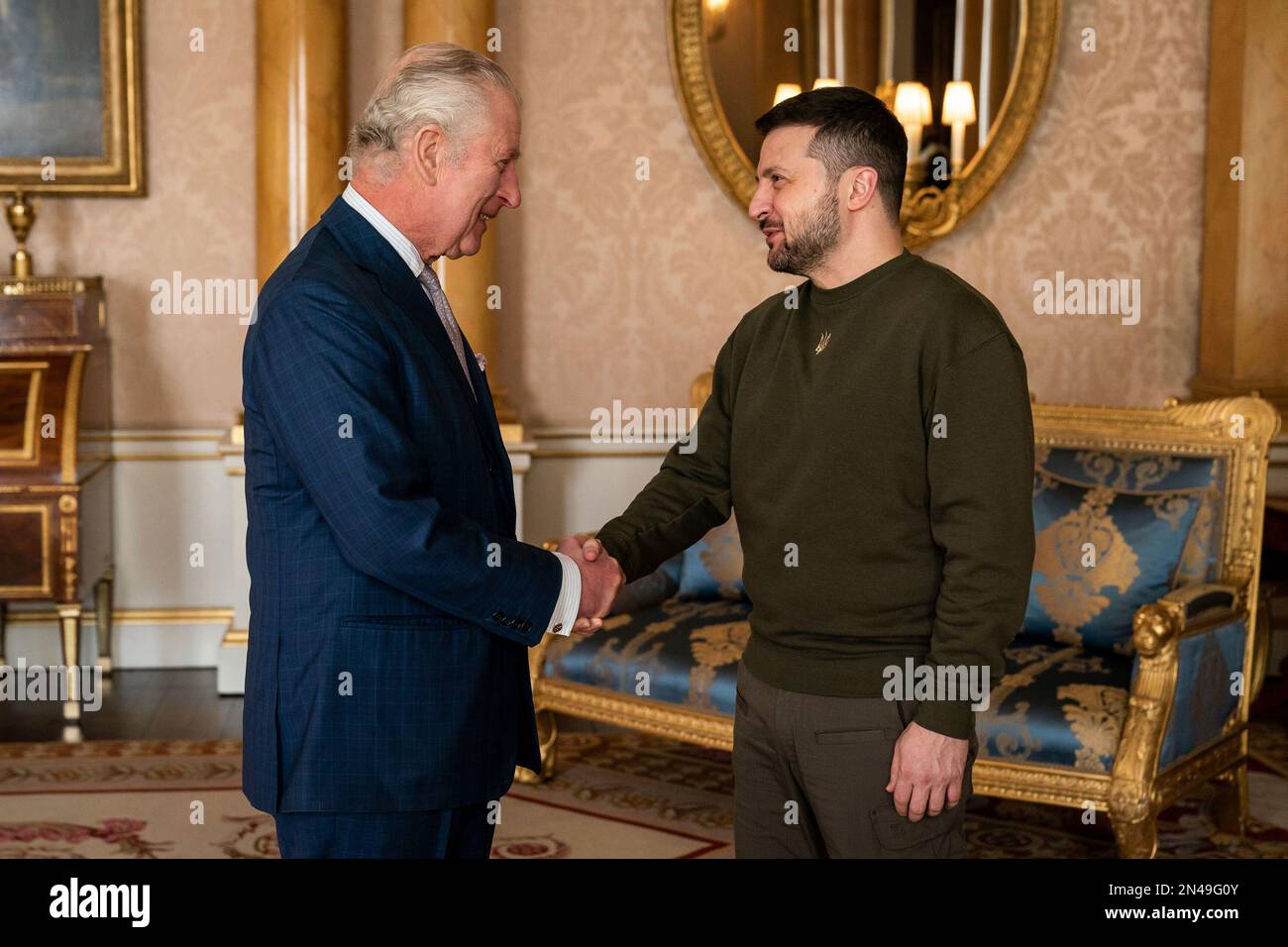 Britain's King Charles III holds an audience with Ukrainian President Volodymyr Zelensky at ...