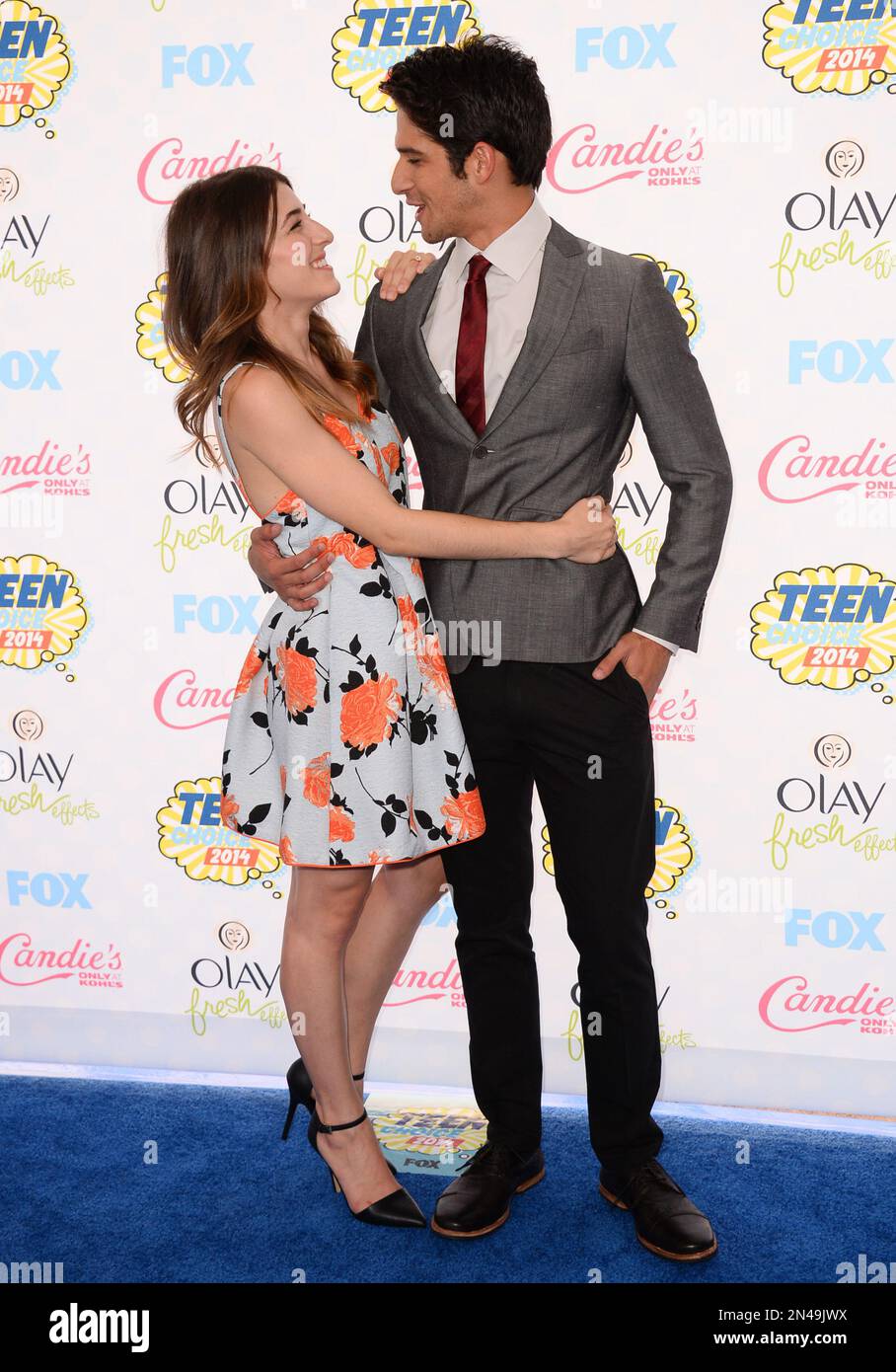 Seana Gorlick, left, and Tyler Posey arrive at the Teen Choice Awards ...