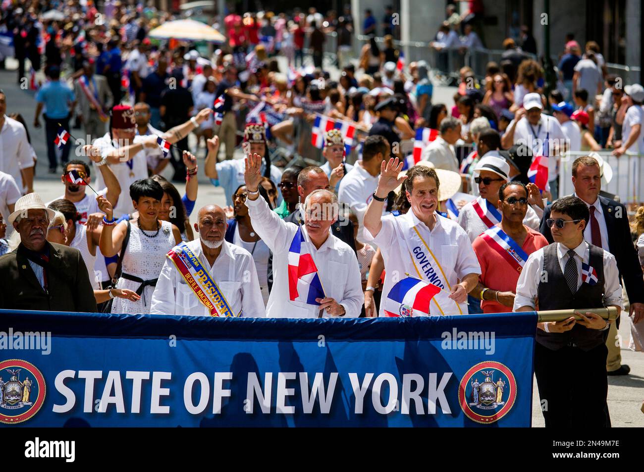 New York Governor Andrew Cuomo, lower right, marches at the front of ...