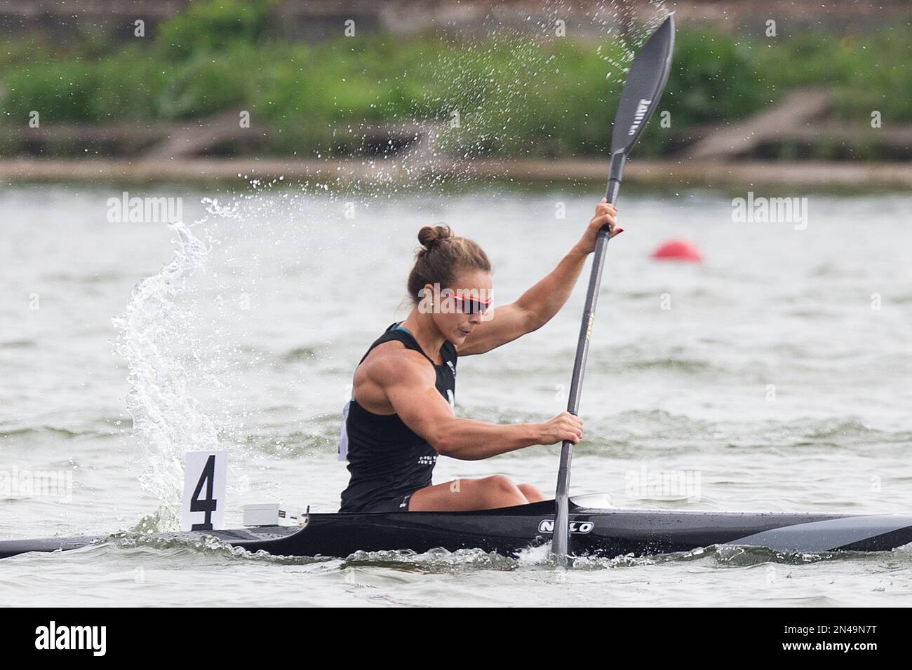 Winner Lisa Carrington of New Zealand competes at the K1 women 200m ...