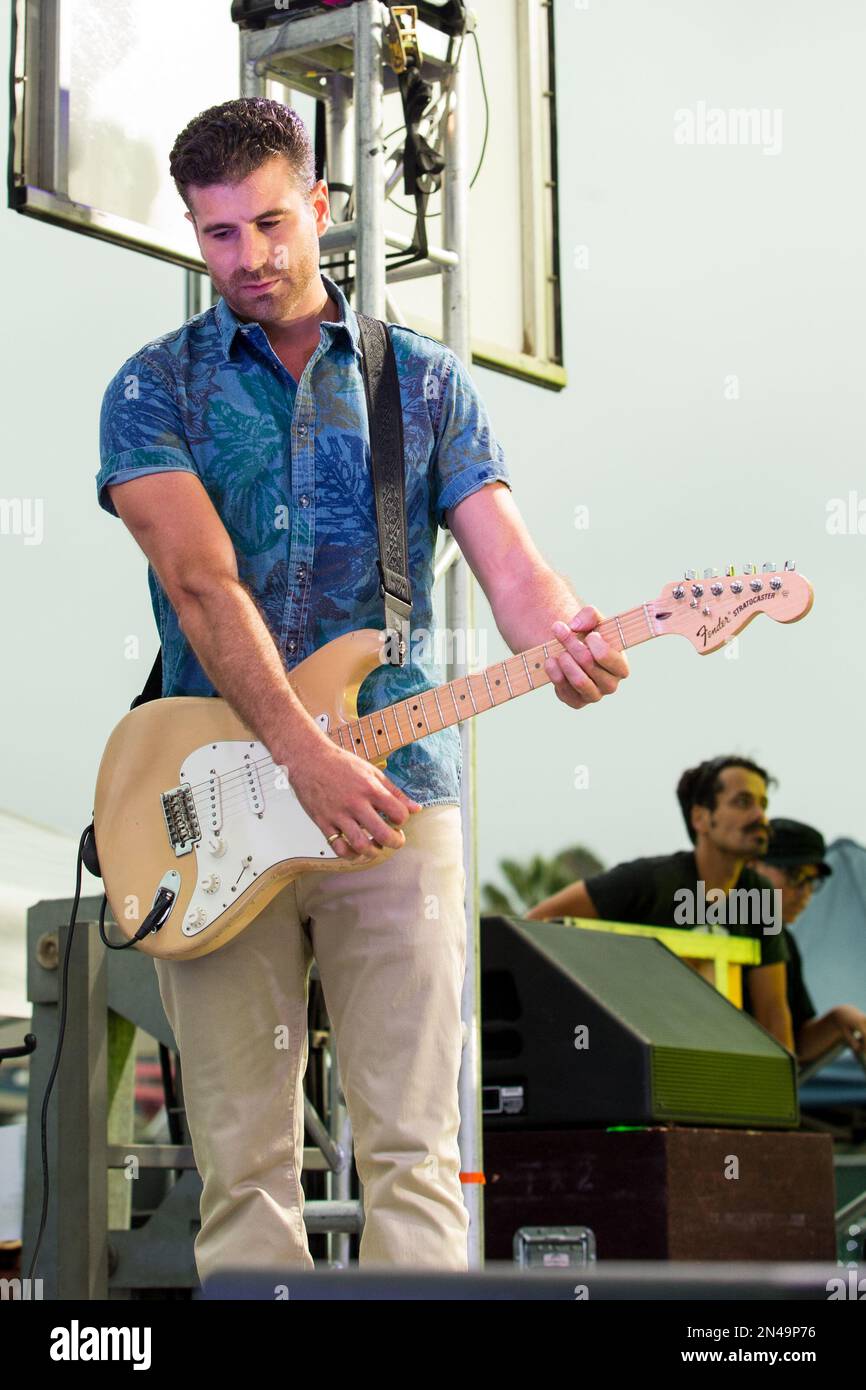 Guitaris Mark Pellizzer of the band Magic! performs on stage during the ...