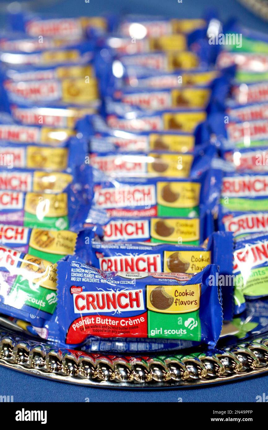 Nestle Crunch Girl Scout Candy Bars are on display for the # ...