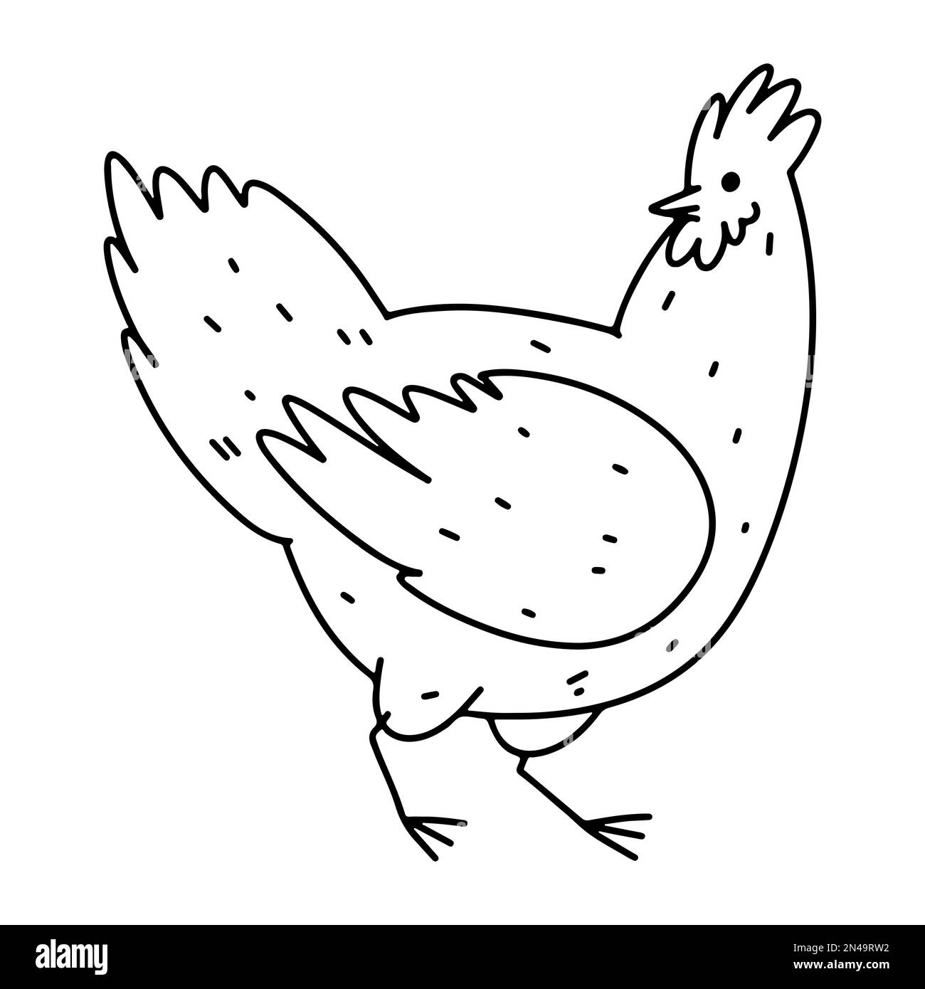 Hen in hand drawn doodle style. Vector Illustration Isolated on white ...