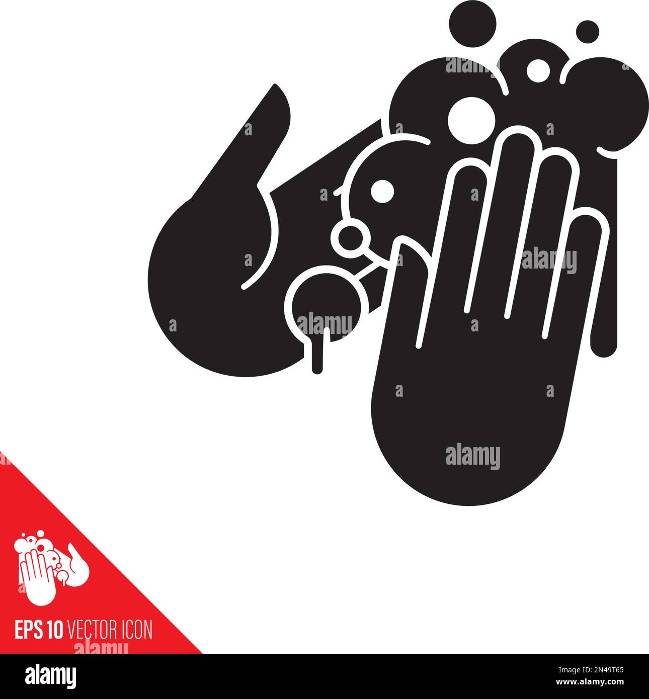 Washing hands with frothy soap vector glyph icon Stock Vector Image ...