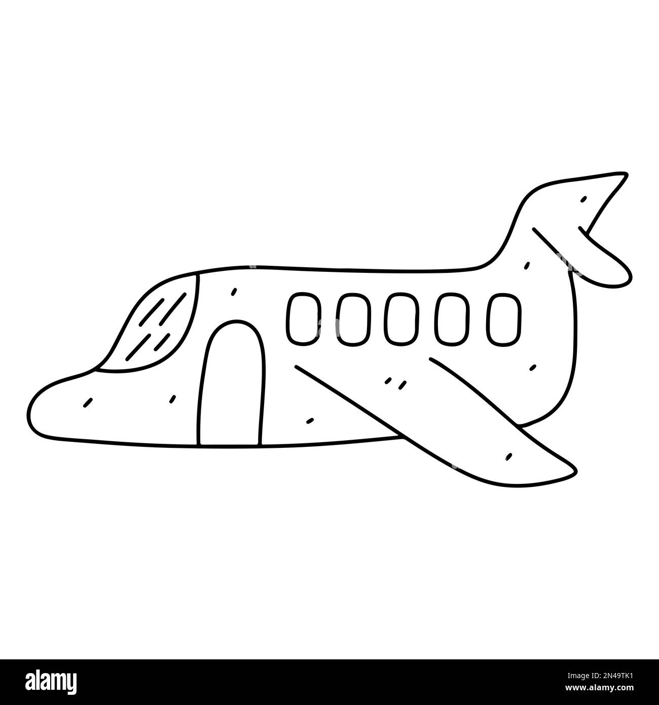 Airplane in hand drawn doodle style. Vector Illustration Isolated on ...