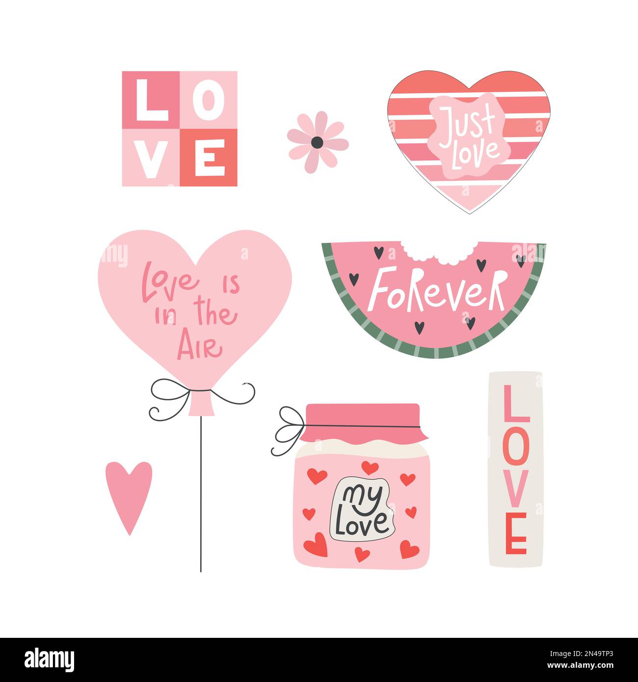 Clipart of cute vector elements for st. Valentines day, wedding ...
