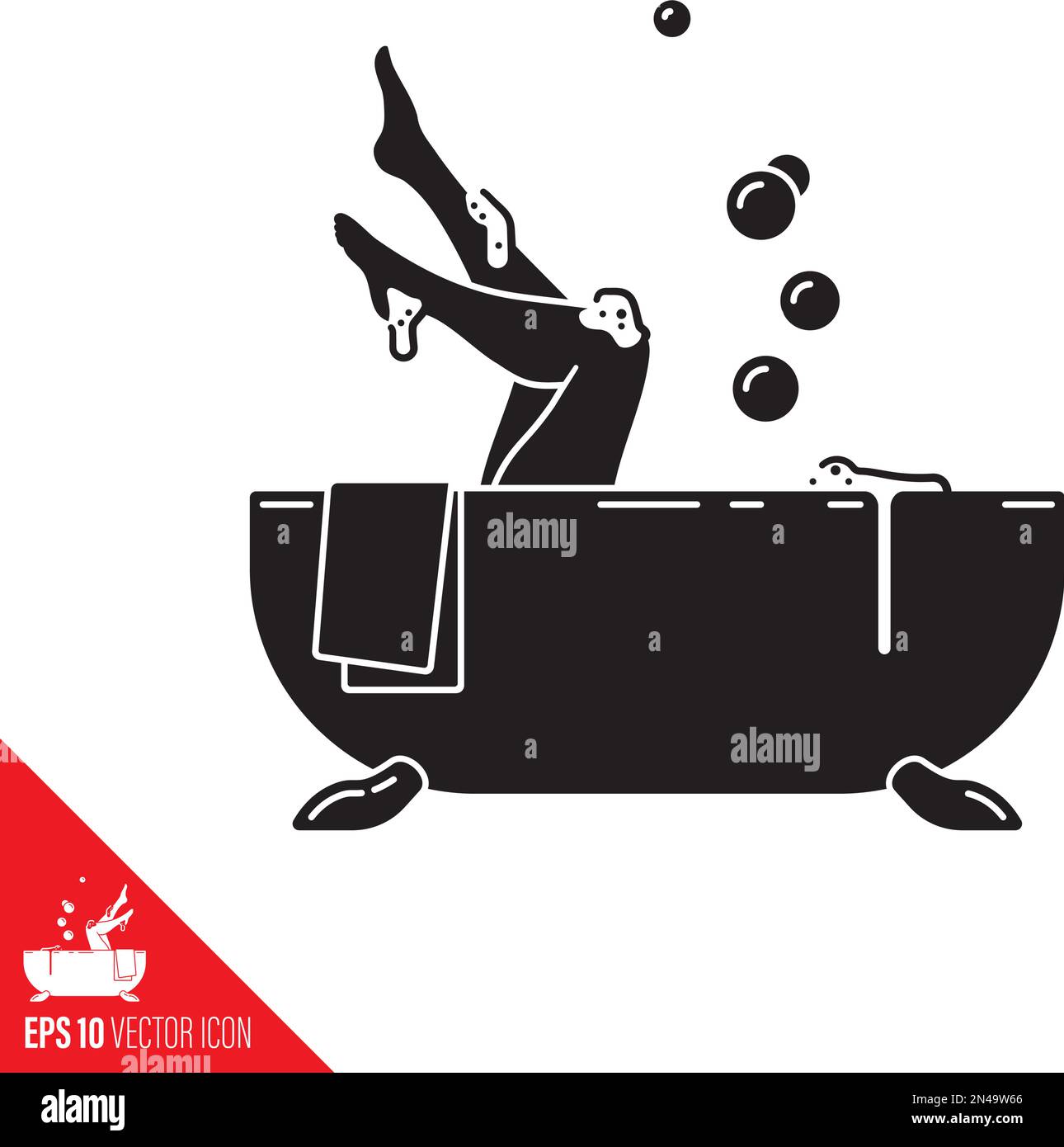 Woman legs bathtub foam Stock Vector Images - Alamy