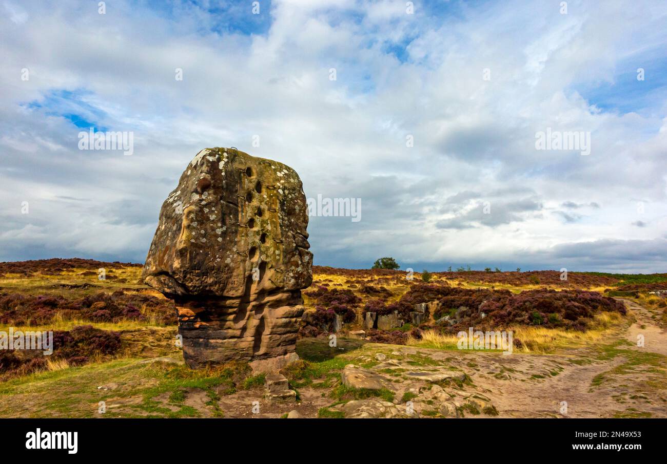 The Cork Stone a sandstone pillar on Stanton Moor an upland area near ...