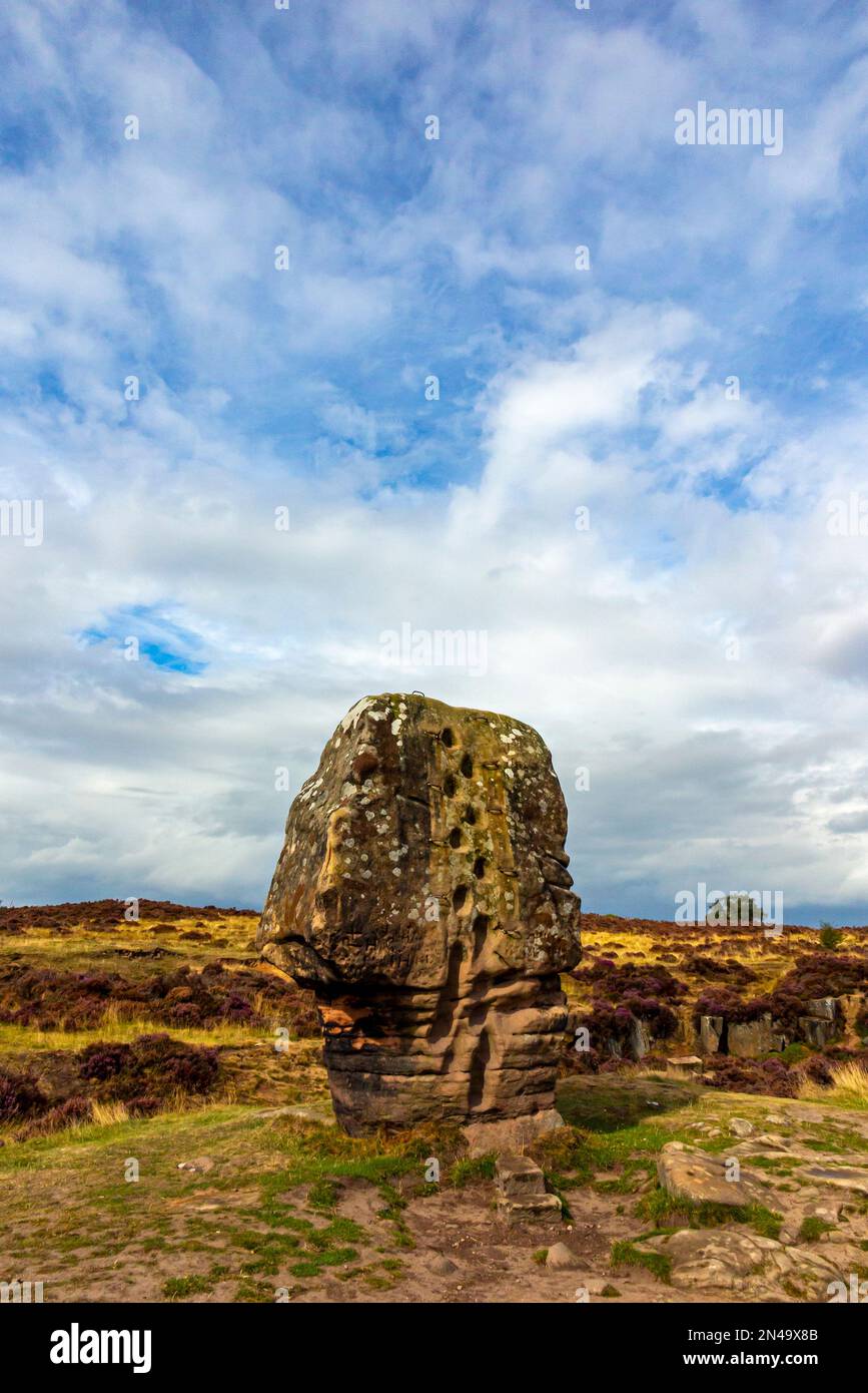 The Cork Stone a sandstone pillar on Stanton Moor an upland area near ...