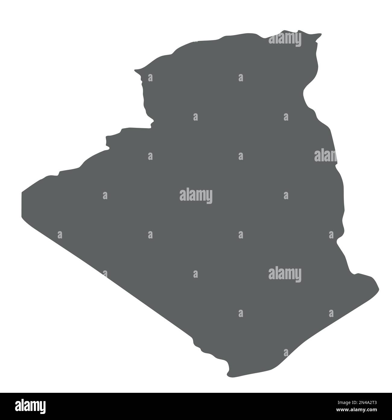 Algeria - smooth grey silhouette map of country area. Simple flat ...