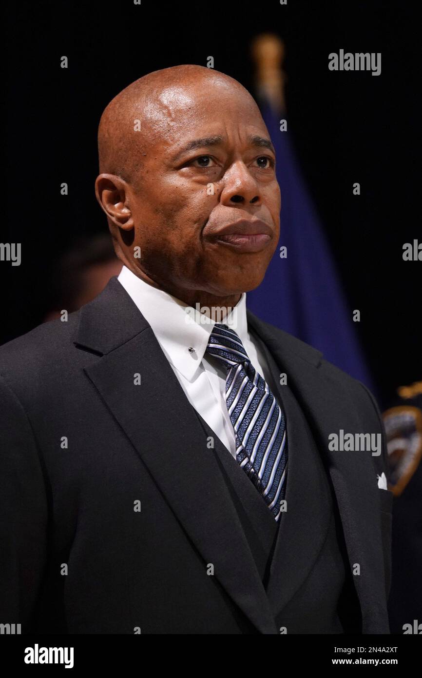 New York, NY, USA. 7th Feb, 2023. Eric Adams at the press conference ...