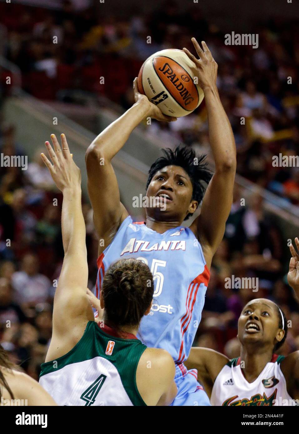 Atlanta Dream's Angel McCoughtry in action against the Seattle Storm in ...