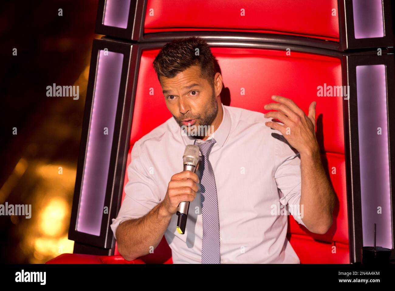 Puerto Rican singer Ricky Martin speaks during a press conference ...