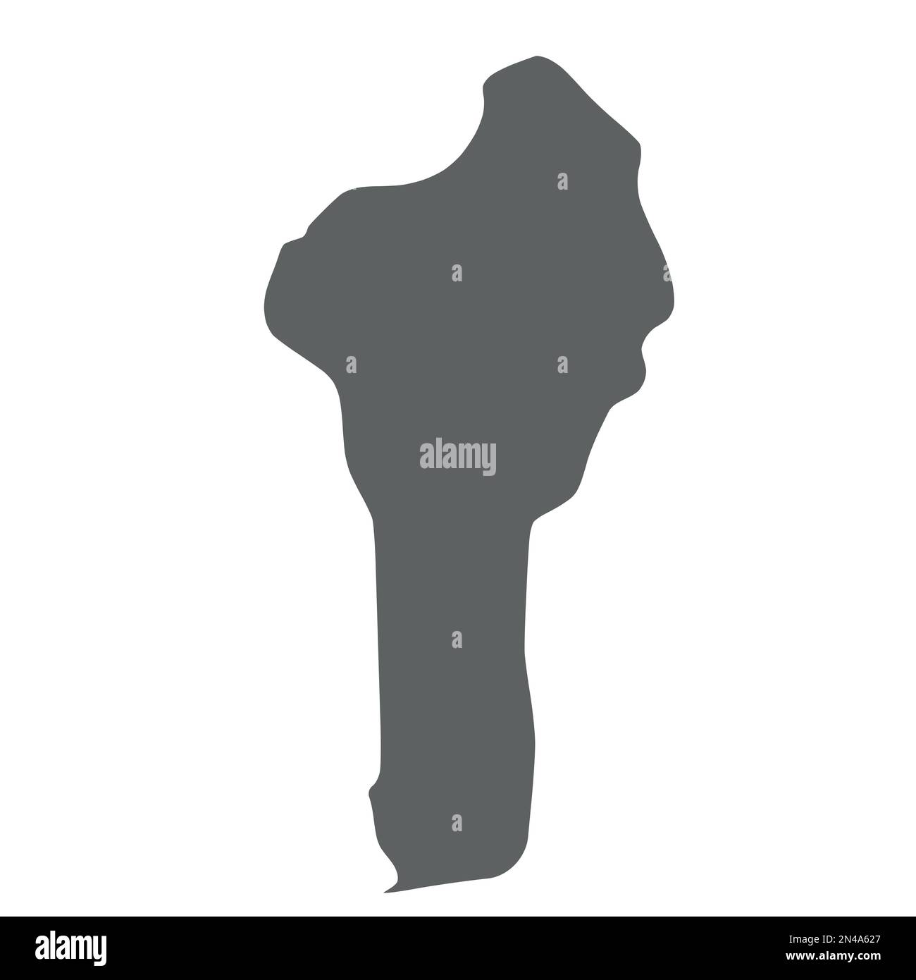 Benin - smooth grey silhouette map of country area. Simple flat vector ...