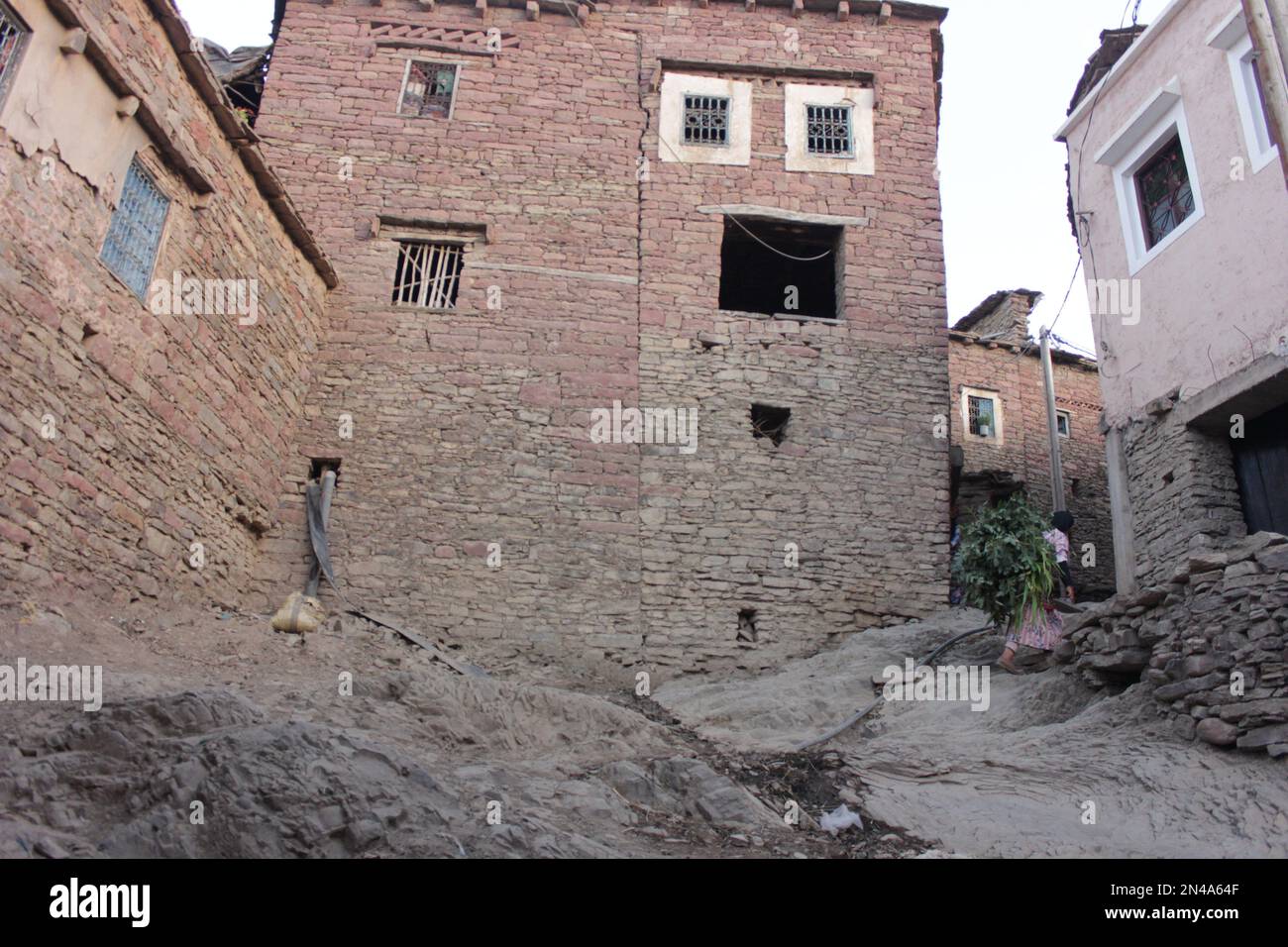 A low angle shot of old residential brick buildings Stock Photo - Alamy