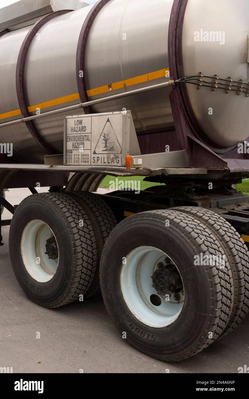 Robertson, Western Cape, South Africa. 2023. Side view of a tanker ...