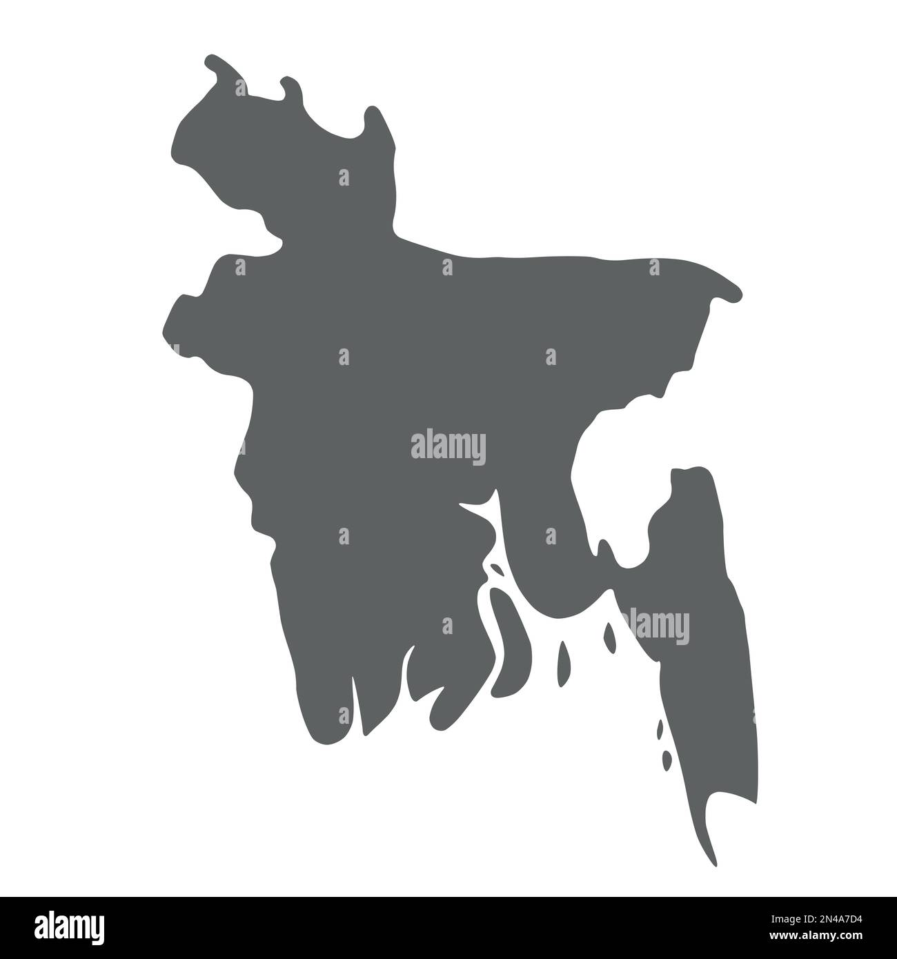 Bangladesh - smooth grey silhouette map of country area. Simple flat ...
