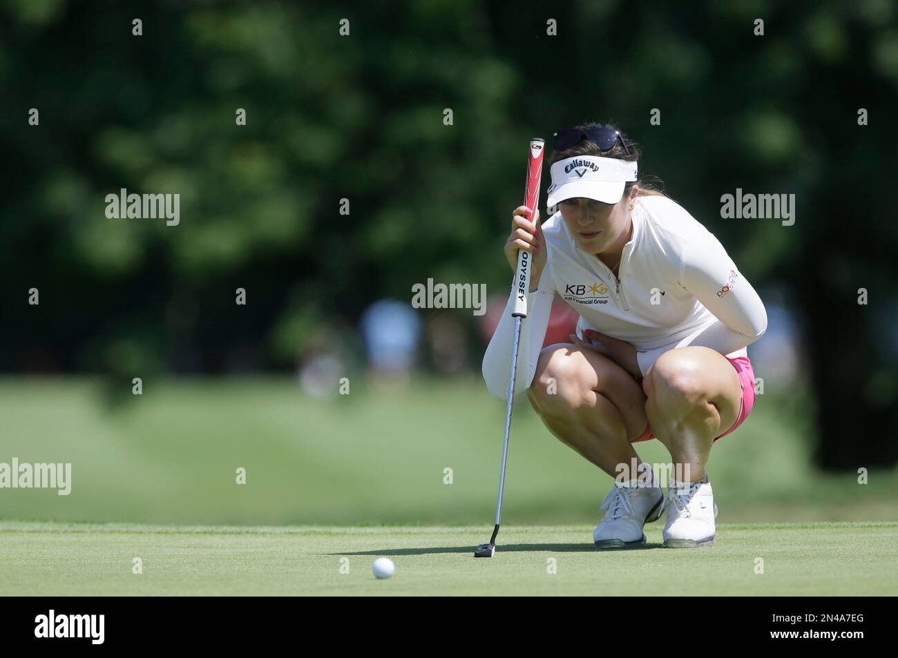 Sandra Gal of Germany lines her putt on the ninth hole during the first ...