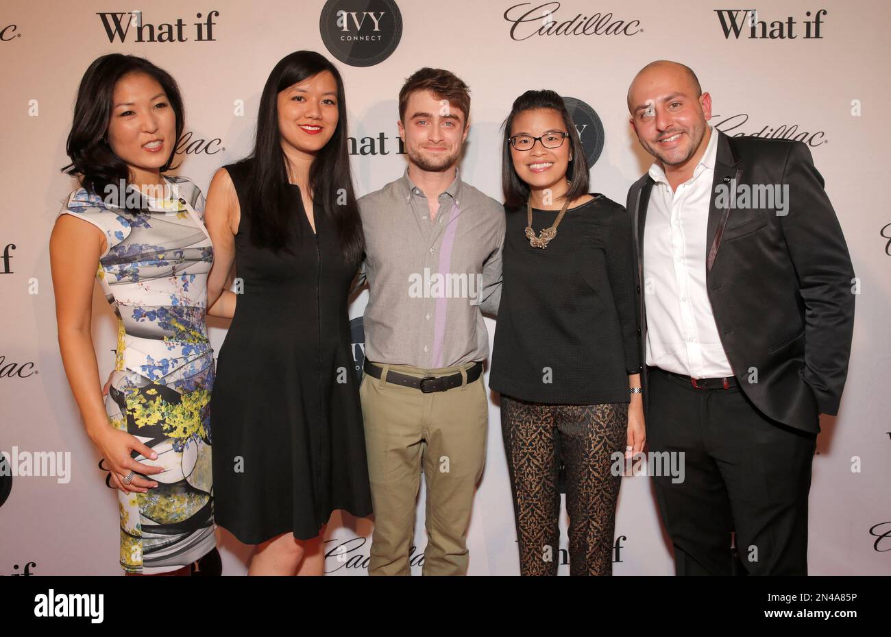 (L-R) Bo Kim, Ivy Innovator Award Winner Tiffany Pham, Daniel Radcliffe ...