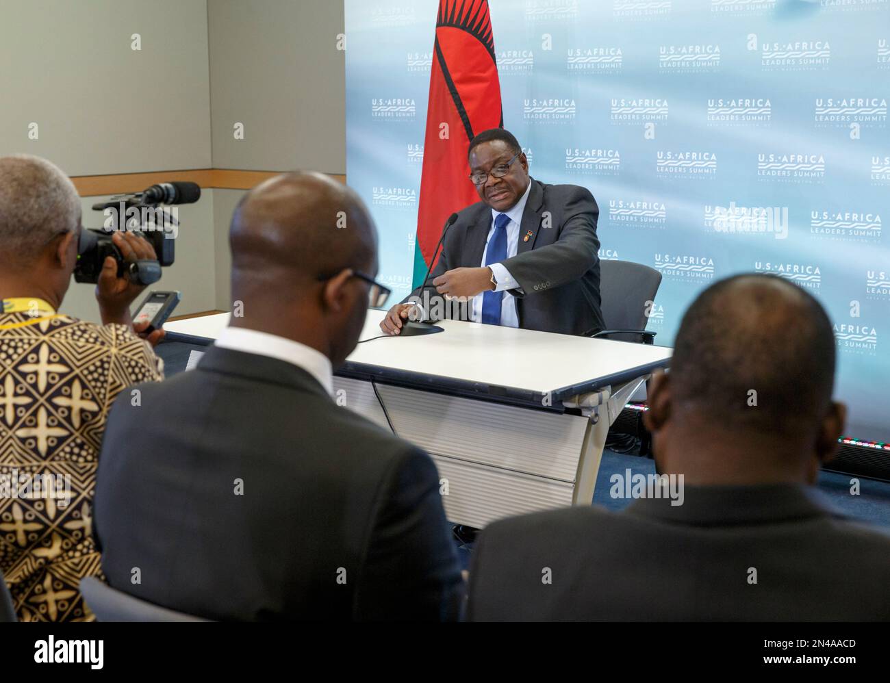 Malawi's President Peter Mutharika meets with reporters at the ...